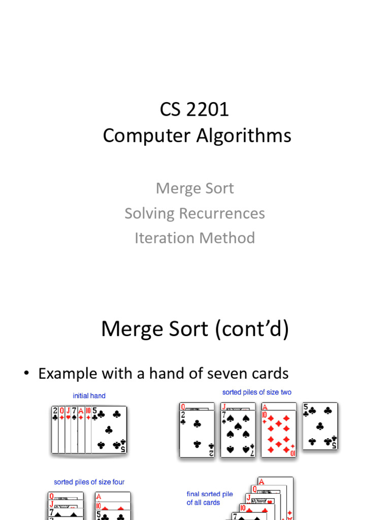 Merge Sort and Recurrence Analysis | PDF | Recurrence Relation | Theoretical Computer Science
