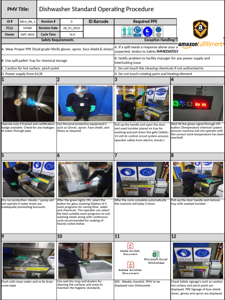 Dishwasher SOP for Safe Operation | PDF | Dishwasher | Personal ...