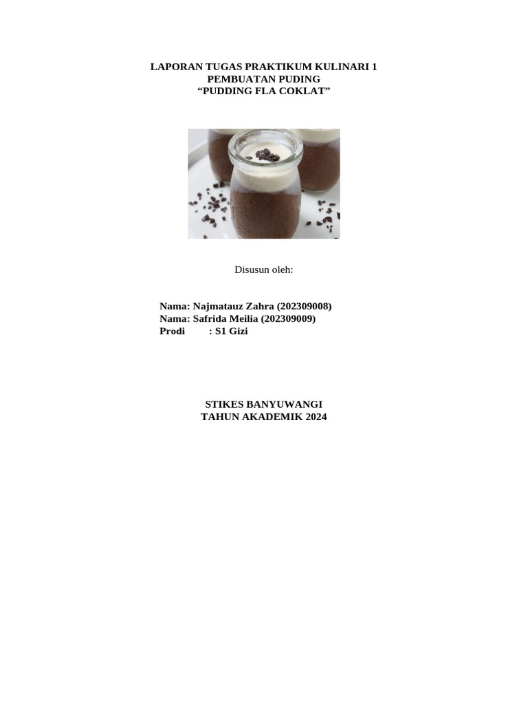 Laporan Praktikum Puding Coklat | PDF