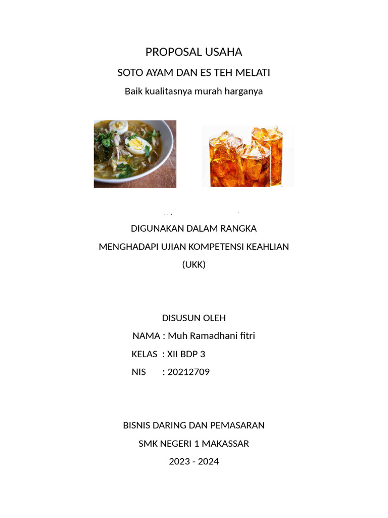 Proposal Usaha Soto Ayam dan Es Teh | PDF