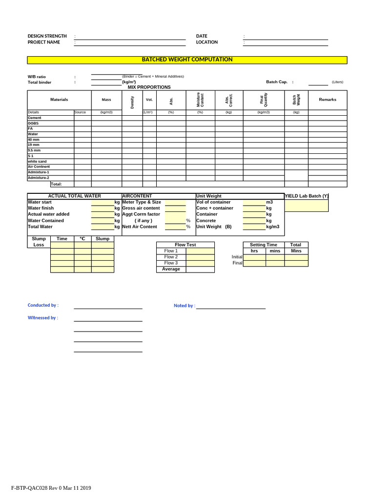 Batched Weight Computation | PDF | Concrete | Civil Engineering