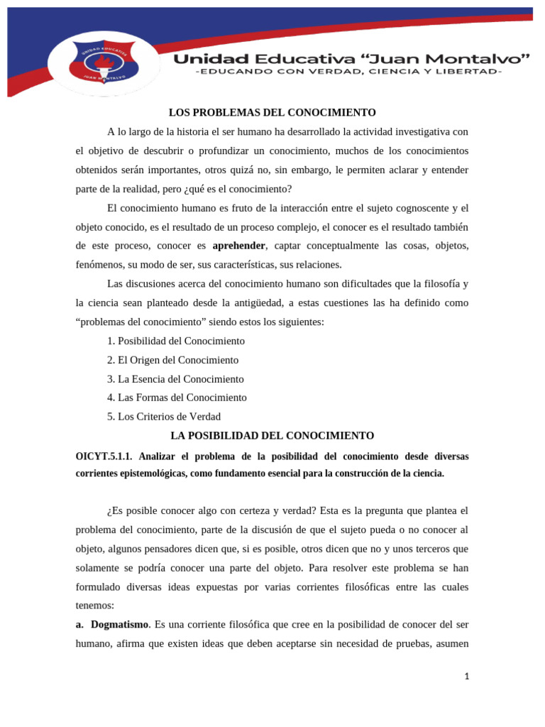 POSIBILIDAD DEL CONOCIMIENTO ORIGEN, ESENCIA Y FORMAS DEL CONOCIMIENTO | PDF | Verdad | Conocimiento