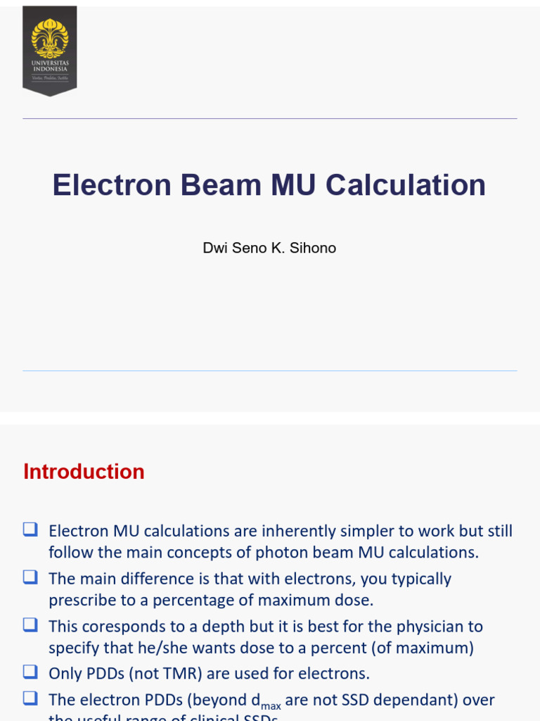 Electron Beam MU Calculation | PDF | Solid State Drive | Electron