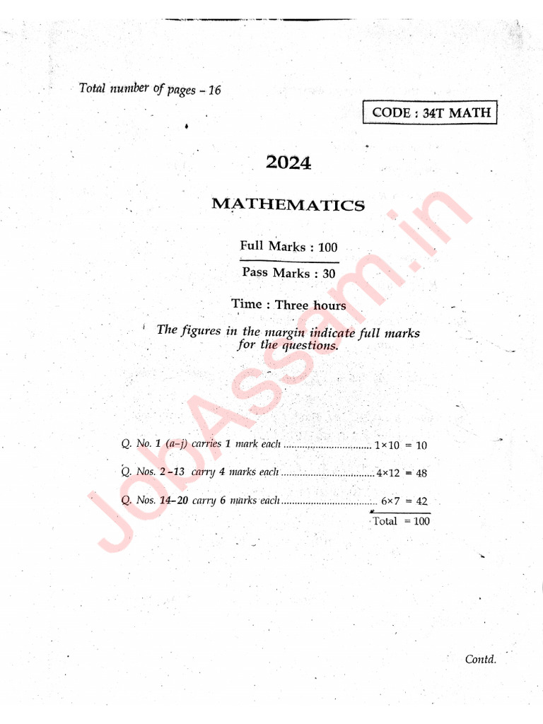 Mathematics 2024 | PDF