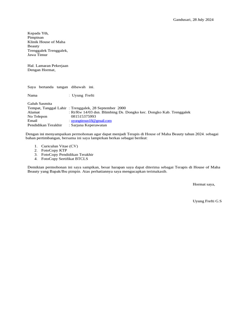 CV Uyung Frefti | PDF