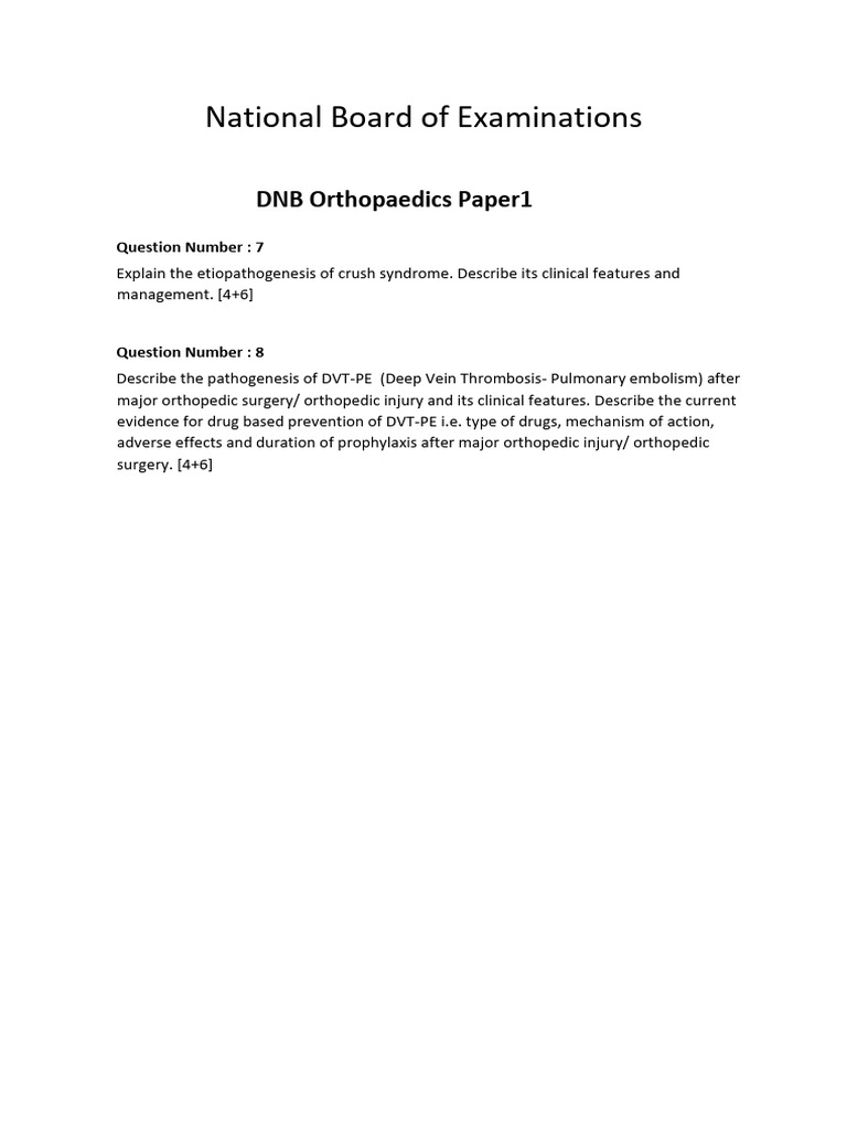 DNB Orthopaedics Paper1 (D) | PDF
