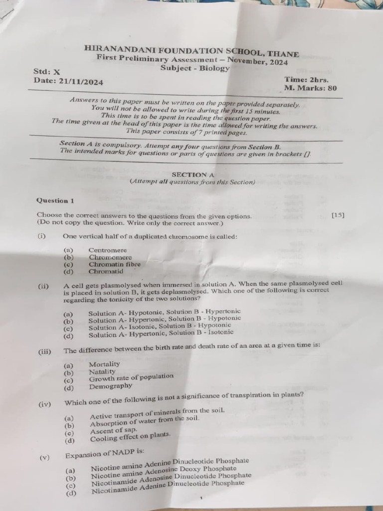 Biology Preliminary Exam Paper 2024 | PDF | Pancreas | Anatomy