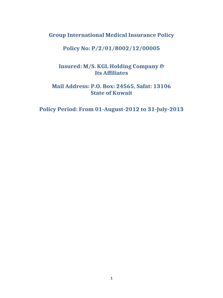 International Medical Insurance Policy | PDF | Insurance | Terminal Illness