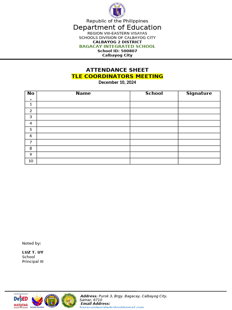 December 10, 2024 - Tle Coordinators Meeting | PDF