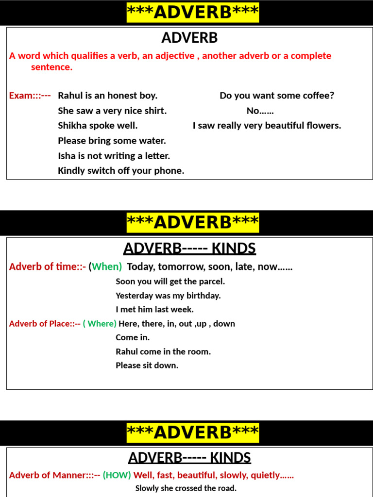 ADVERB THEORY + QUESTIONS | PDF | Adverb | Adjective
