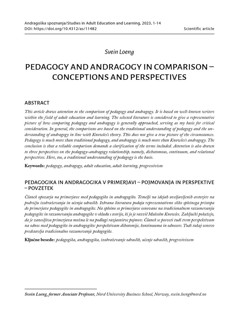 Pedagogy and Andragogy in Comparison - Conceptions | PDF | Adult Education | Pedagogy