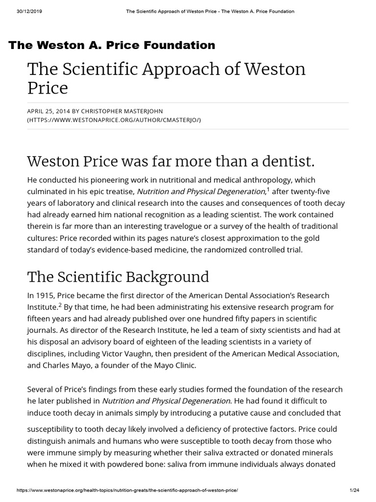 Weston Price's Scientific Research on Nutrition | PDF | Vitamin D ...