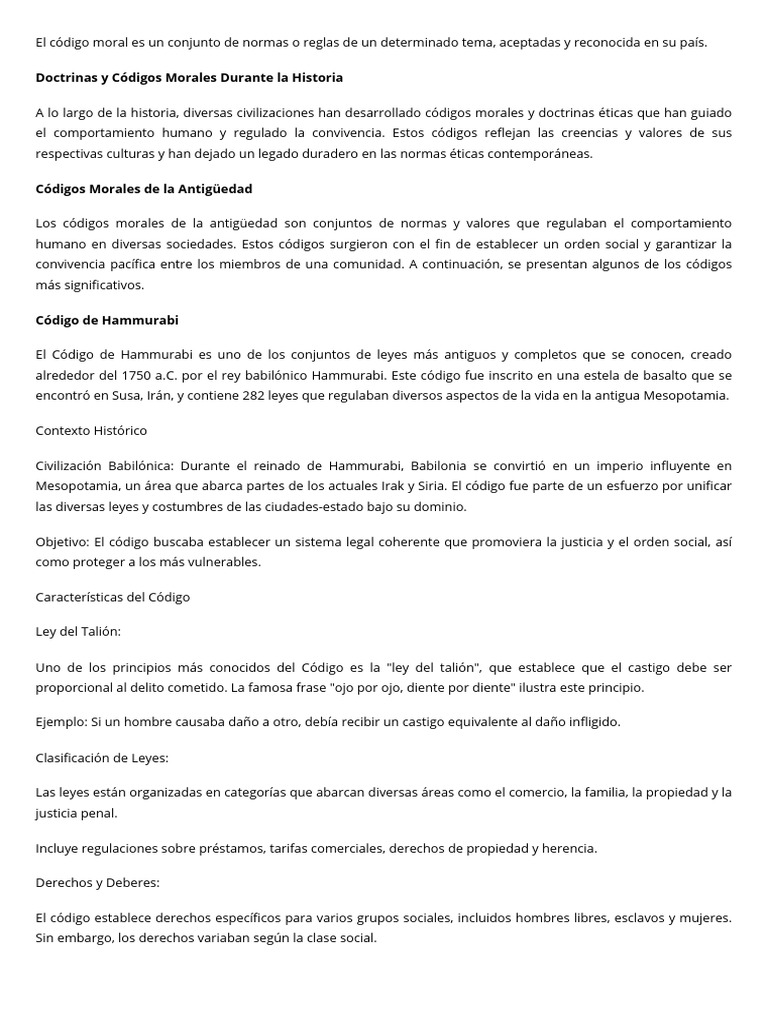 Doctrinas y Códigos Morales Durante La Historia | PDF | Moralidad | Platón