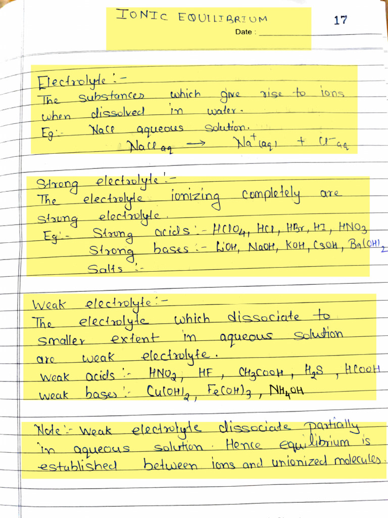 Ionic Equilibria Highlighted | PDF Ionic Equilibria Highlighted | PDF