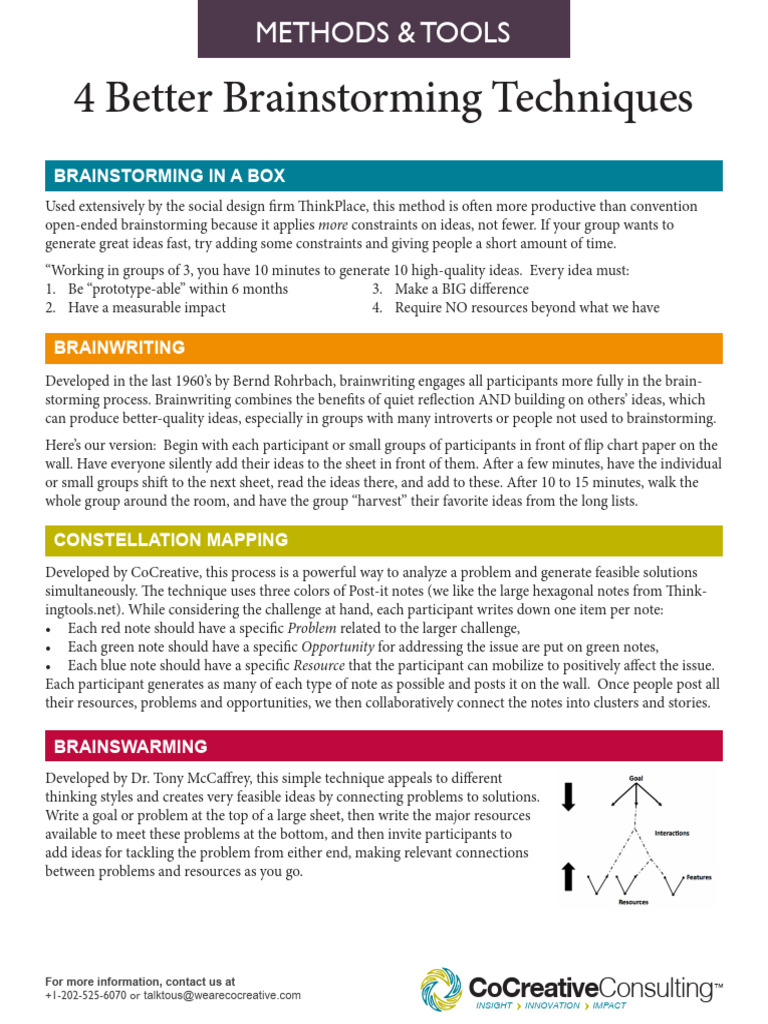 4 Better Brainstorming Techniques | PDF | Brainstorming | Human ...