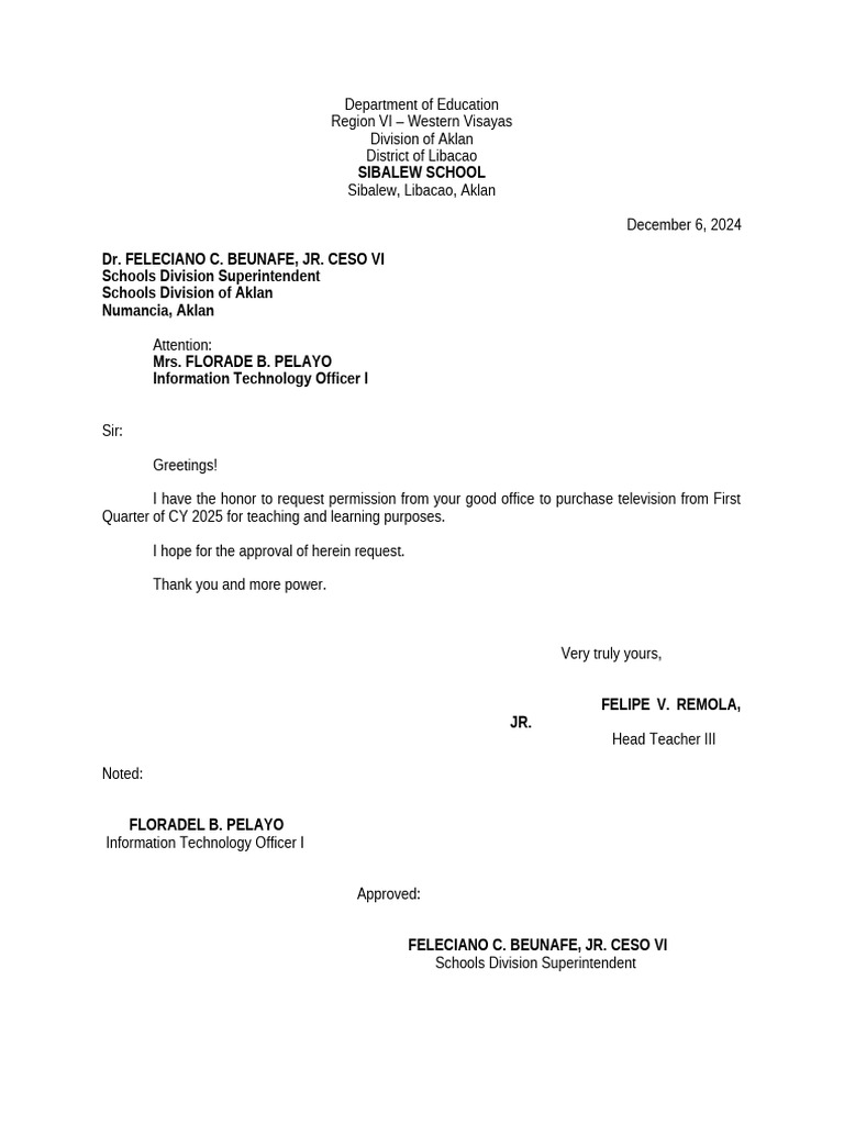 Request for Television Purchase Approval | PDF