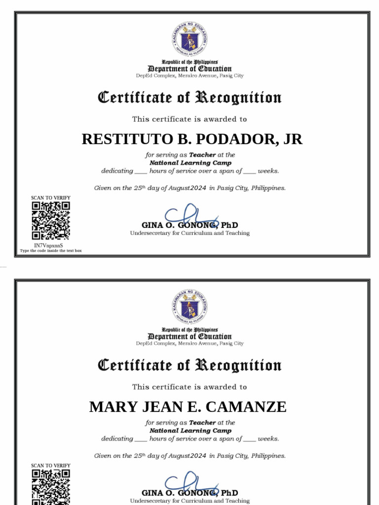 Certificate - of - Recognition NLC | PDF