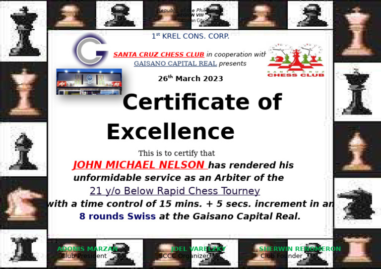 Chess Arbiter Excellence Award | PDF