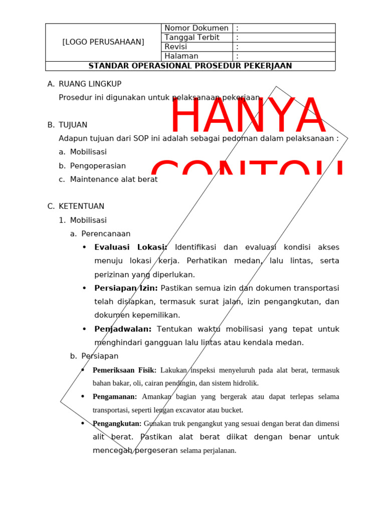 2.1. Contoh Prosedur Pekerjaan | PDF