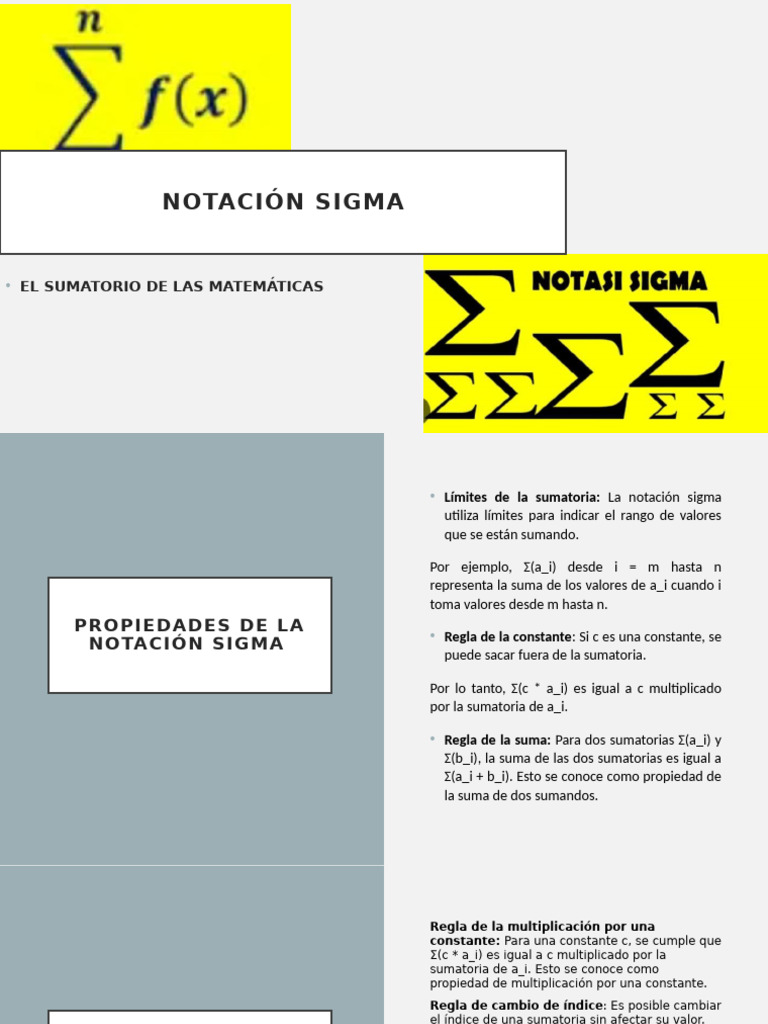Notación Sigma | PDF | Suma | Multiplicación
