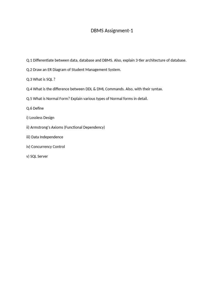 DBMS Assignment | PDF