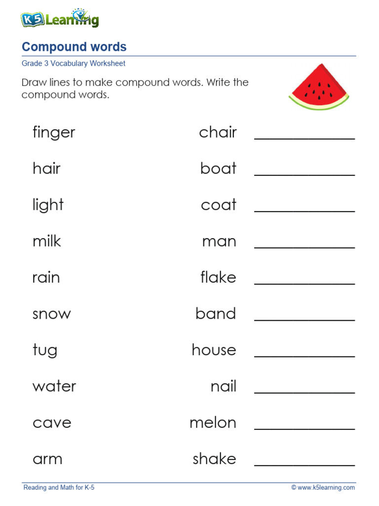 Grade 3 Compound Words Worksheet | PDF