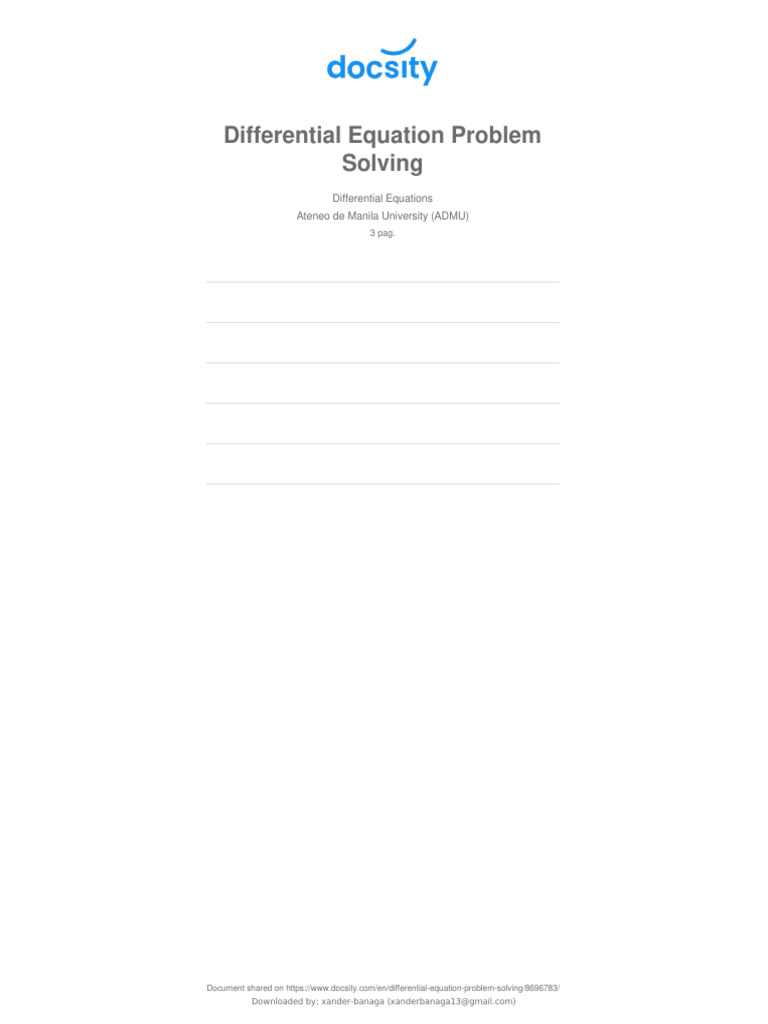 Docsity Differential Equation Problem Solving | PDF | Eigenvalues And Eigenvectors | Matrix ...