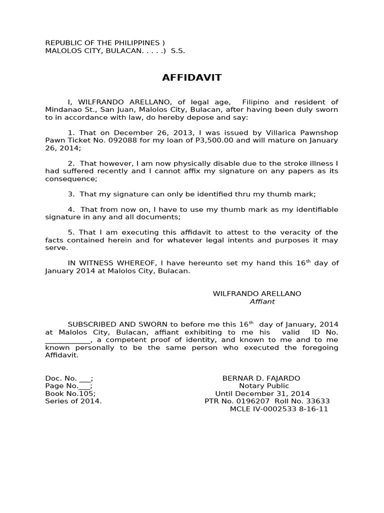 Affidavit of Disability | PDF