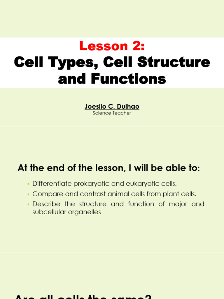 GenBio1 - Lesson 2 | PDF | Cell (Biology) | Cell Nucleus