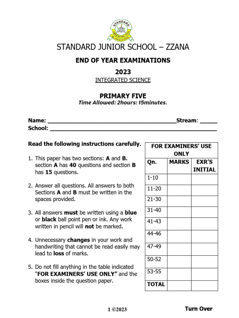 End of Year p.5 Science | PDF
