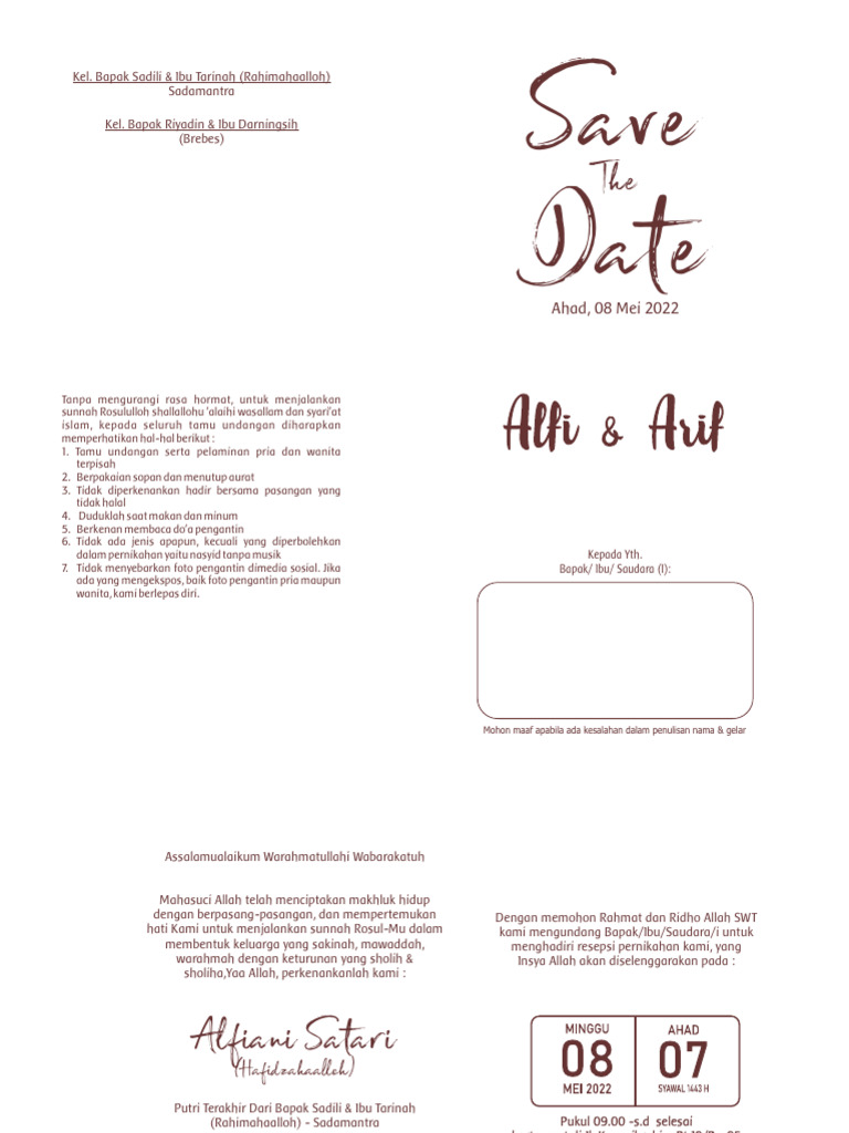 Undangan Pernikahan Alfi & Arif | PDF