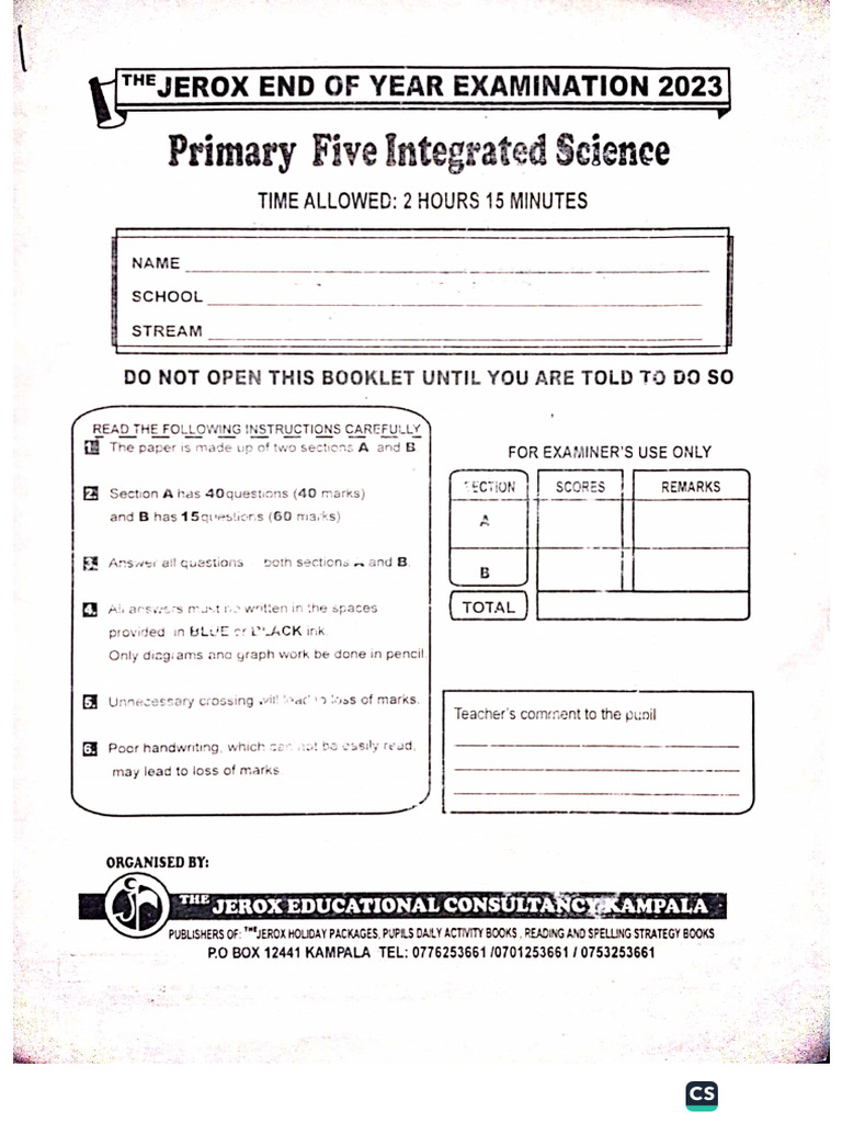 TR - Paul P.5 Science Jerox Eot 3 - 2023 | PDF