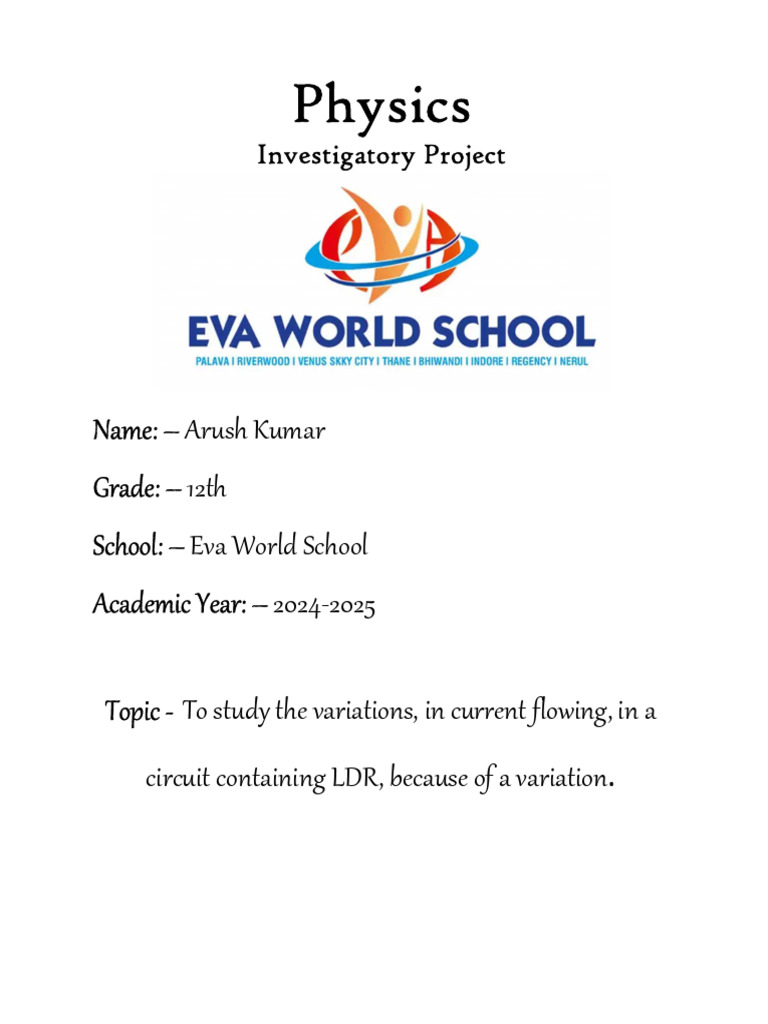 Physics Project - Arush Final | PDF | Incandescent Light Bulb ...