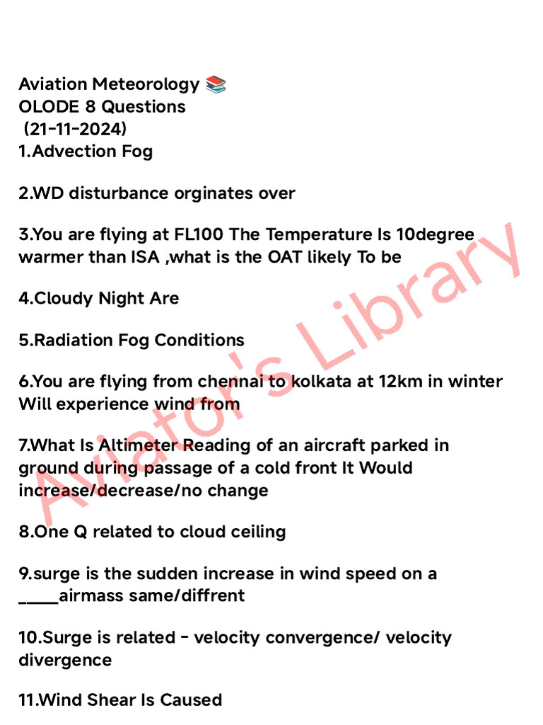 Meteorology OLODE 08 of 21st Nov. by Aviatorslibrary | PDF
