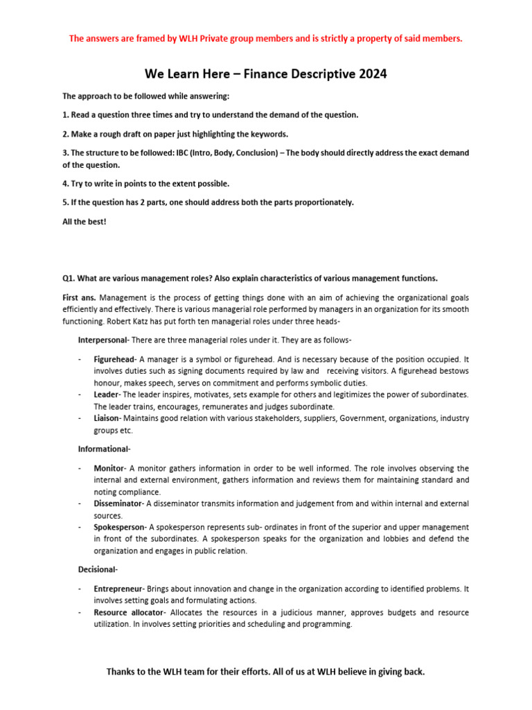 WLH Management Compilation 2024 | PDF | Strategic Management | Business