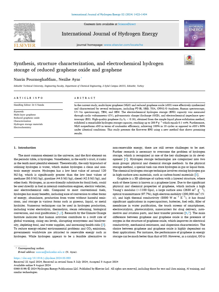 Graphene's Electrochemical Hydrogen Storage | PDF | Graphene | Electricity