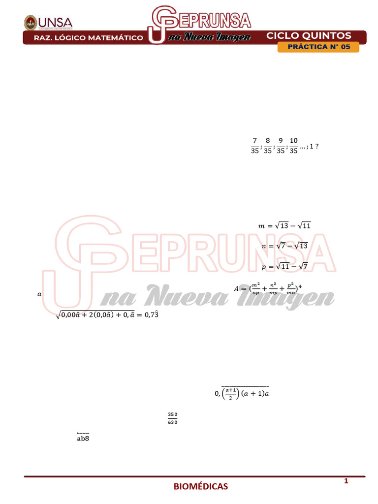Practica N°05 - Ciclo Quintos - 2024 - Sin Solucionario-Biomedicas | PDF | Interés | Porcentaje
