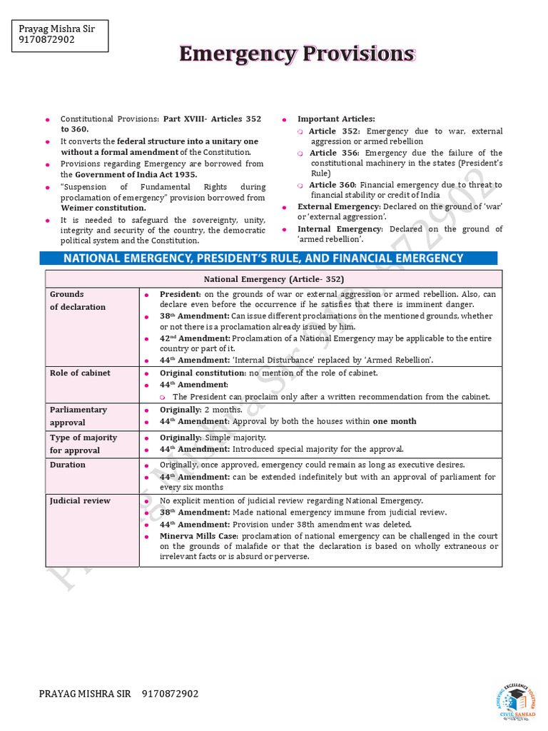 Emergency Provisions | PDF | State Of Emergency | Presidents Of The ...