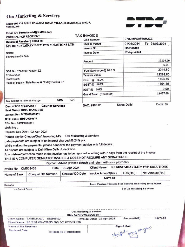 Liners Welding Machine Courier Charges | PDF | Invoice | Payments