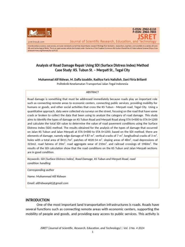 Analysis+of+Road+Damage+Repair+Using+SDI+ (Surface+Distress+Index ...