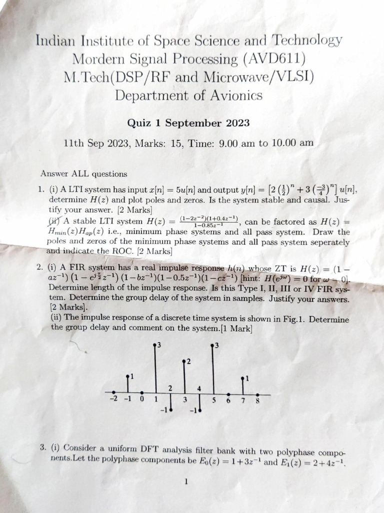 M.Tech (DSP/RF and Microwave/Vlsl) : Indian Institute of Space Science ...