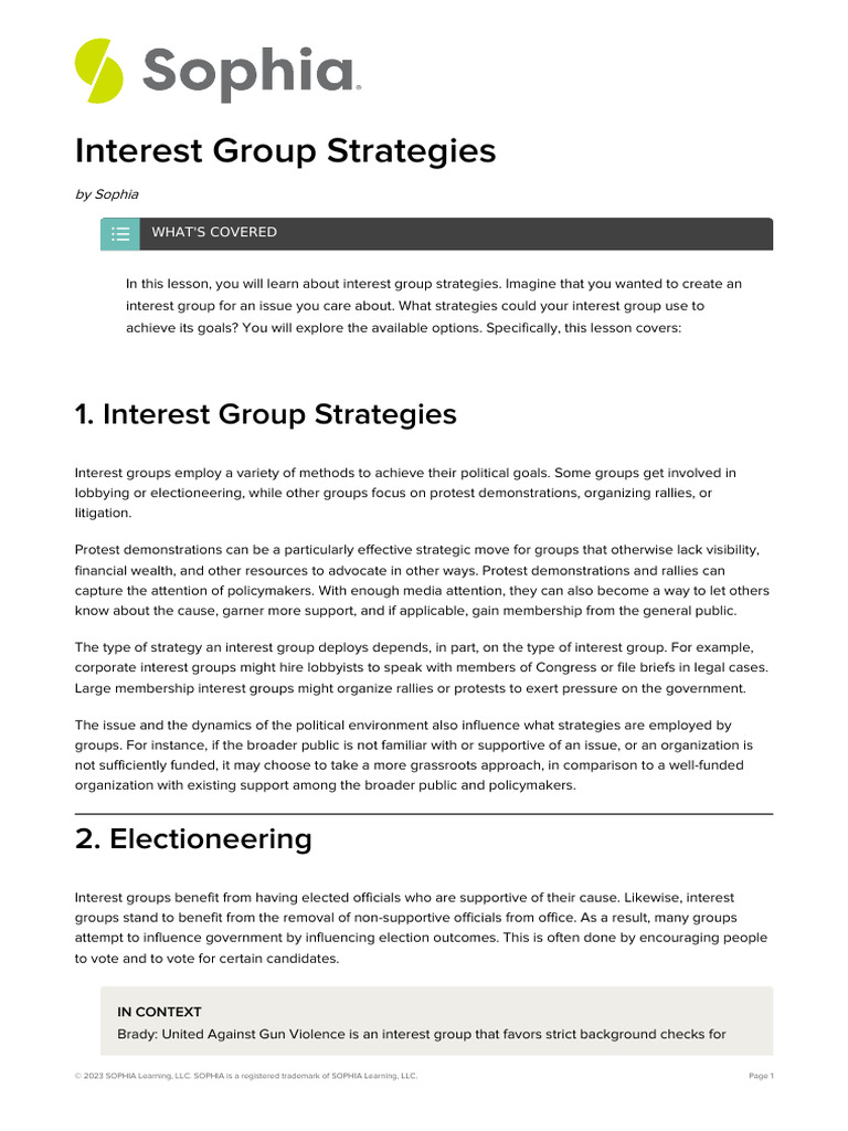 Interest Group Strategies Explained | PDF | Political Action Committee ...