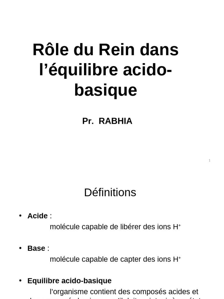 7- cours équil acido-basique | PDF | Physiologie