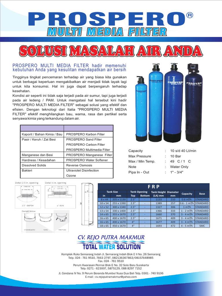 Brosur Prospero Multi Media Filter 2019 - RPM | PDF