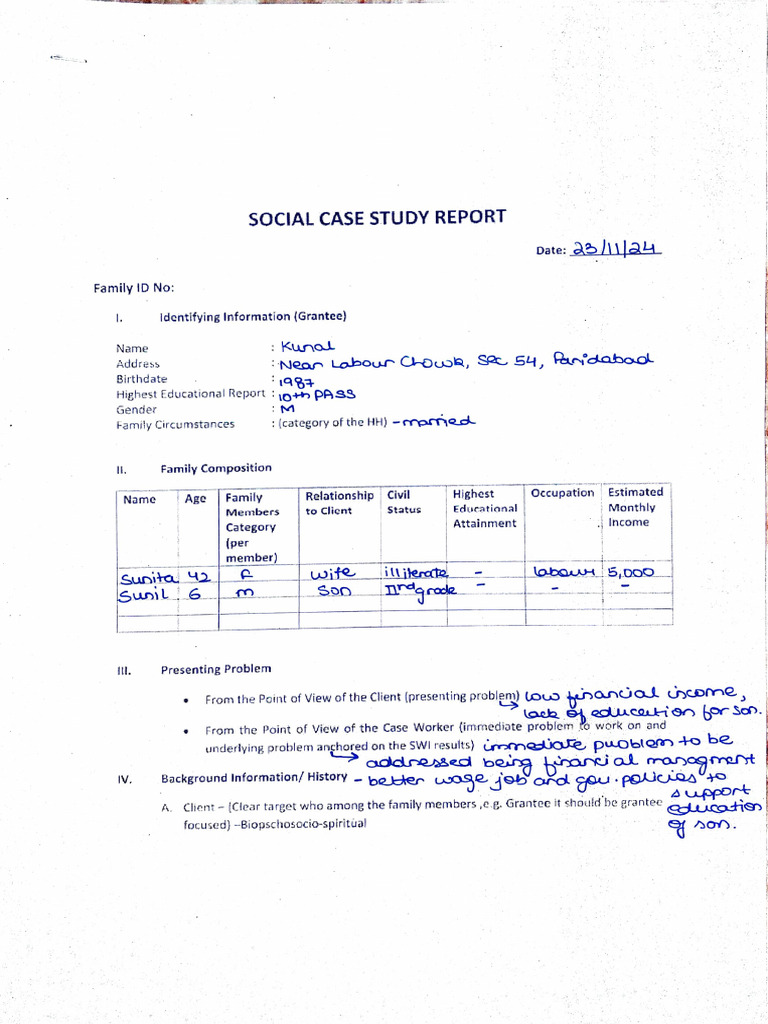 Social Case Study Report - Agrima | PDF | Psychological Concepts ...