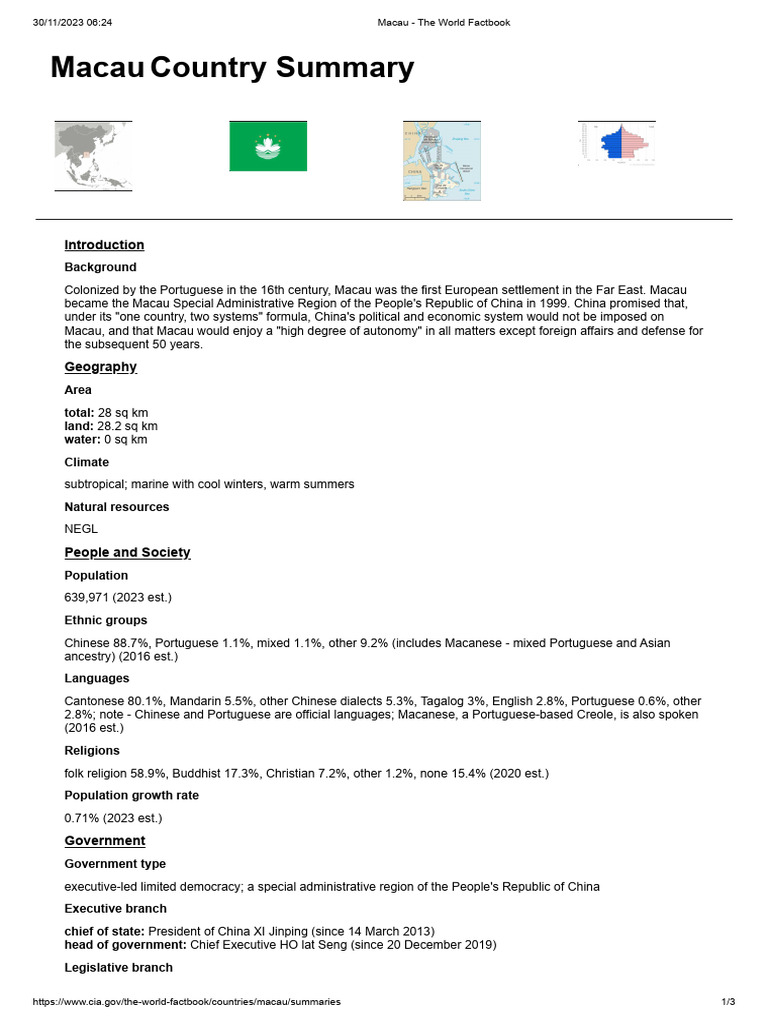Macau - The World Factbook | PDF | Macau | Economies