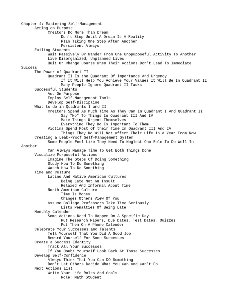 Chapter 4 - Mastering Self-Management | PDF | Disciplines