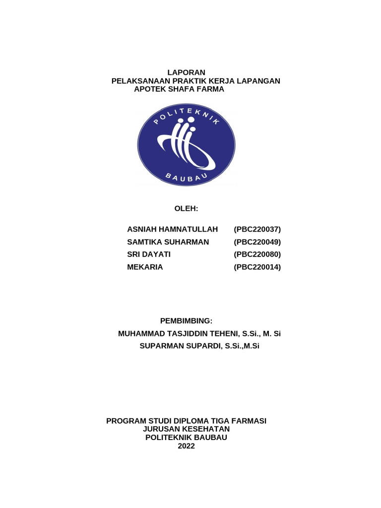 LAPORAN APOTEK SHAFA FARMA | PDF