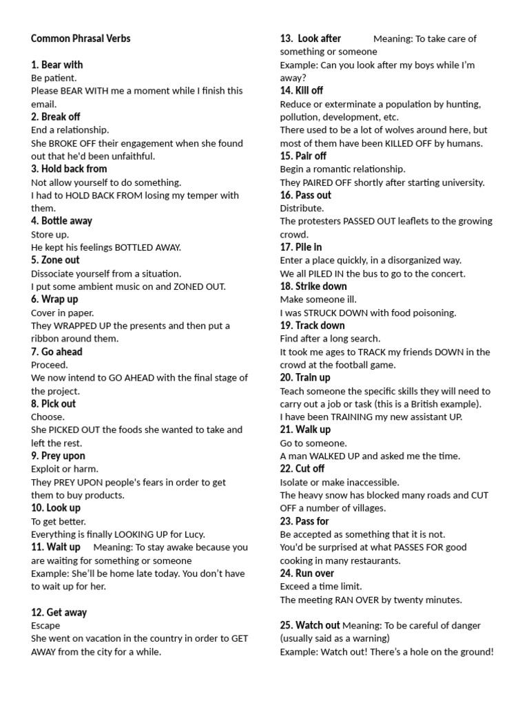 Essential Common Phrasal Verbs Guide | PDF