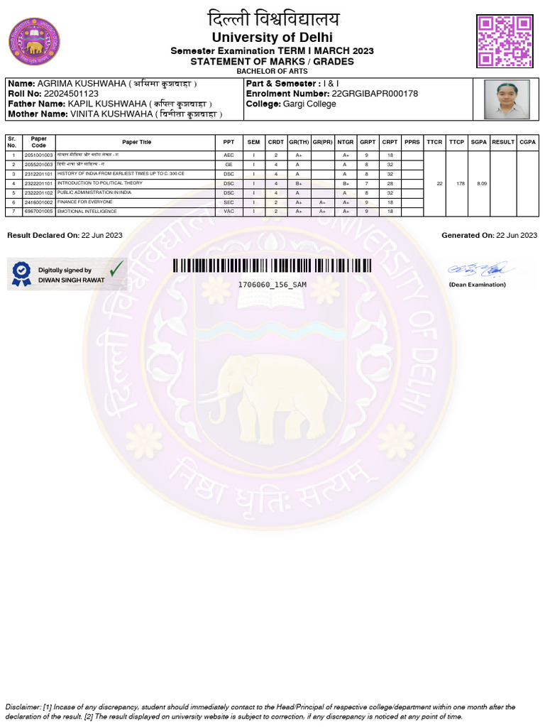 Mark Sheet | PDF | Academia